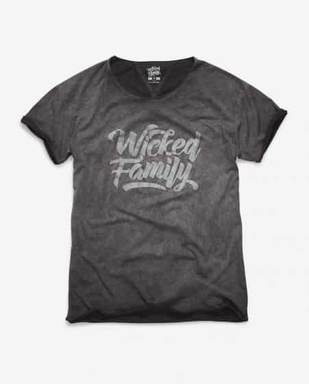 DARE T-shirt with wicked family retro print, dark grey - The Wicked Family